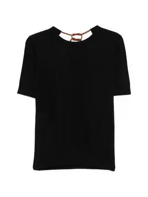 Plan C Ribbed Short-sleeve Sweater - Black