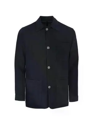 120% Lino Buttoned Pocket Jacket - Blue