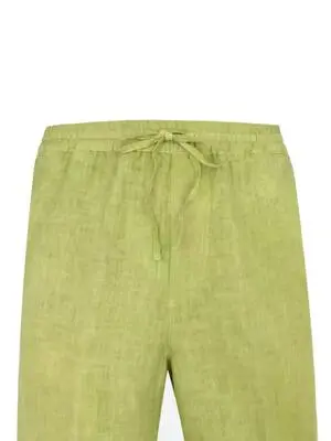 120% Lino Drawstring Bermuda Shorts - Green