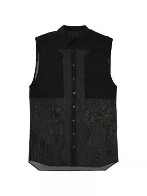 Rick Owens Sleeveless Mesh-panel Shirt - Black