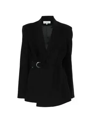 Loewe Buckled Wool Blazer - Black