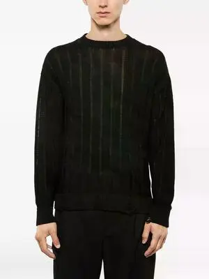 LANEUS Striped Ripped Jumper