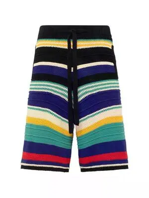 LANEUS Striped Knitted Shorts - Black