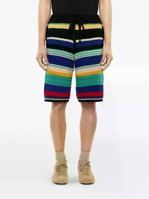 LANEUS Striped Knitted Shorts - Black