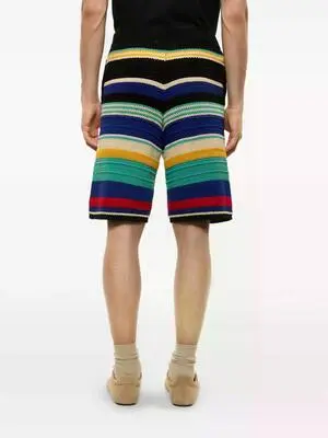 LANEUS Striped Knitted Shorts - Black