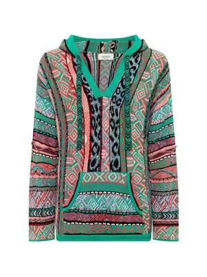 LANEUS Patterned Knit Hoodie