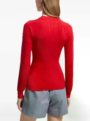 Moncler Logo Ribbed Top - Red