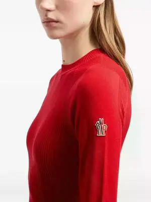 Moncler Logo Ribbed Top - Red