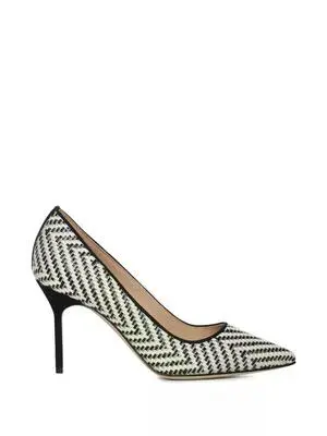 Manolo Blahnik Raffia-effect Point-toe Pumps - White