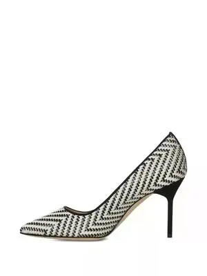 Manolo Blahnik Raffia-effect Point-toe Pumps
