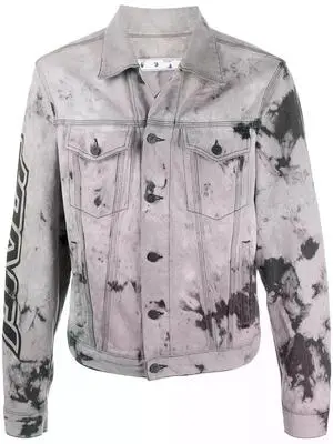 Off-White Tie-dye Print Denim Jacket - Black Black