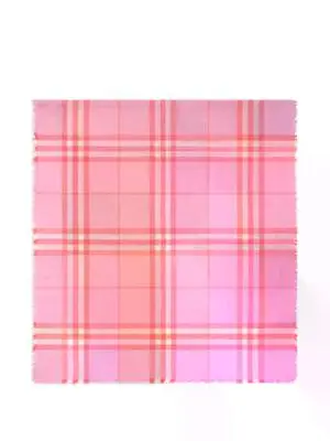 Burberry Reversible Check Wool Silk Scarf - Pink