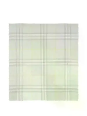 Burberry Wide Check Wool Scarf - Green
