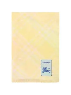 Burberry Wide Check Wool Silk Scarf - Yellow