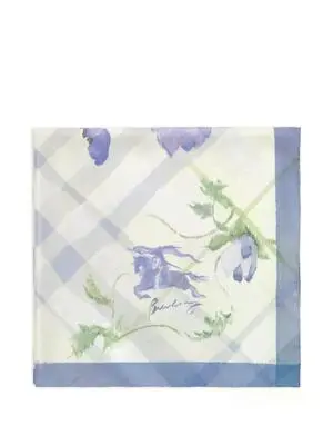 Burberry Watercolour Check Silk Scarf - White