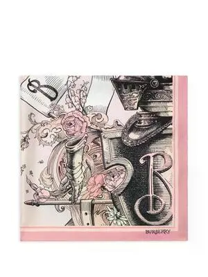 Burberry Etched Knight Silk Scarf - Pink