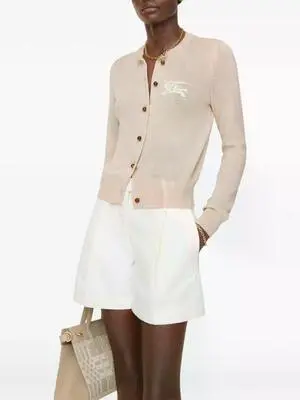 Burberry Equestrian Knight Cotton Wool Cardigan - Neutrals