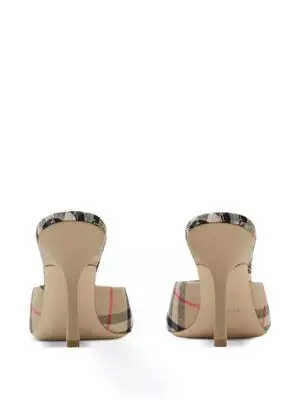 Burberry Check Linen Stiletto Heeled Sandals