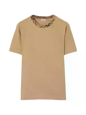 Burberry Check Trim Cotton T-shirt - Neutrals