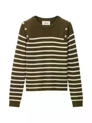 Ba&sh Matio Striped Button-detail Jumper - Green