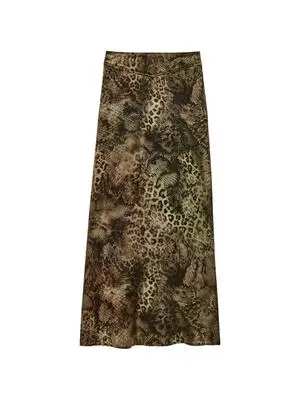 Ba&sh Ciria Animal Print Skirt - Green