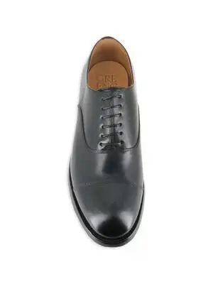 GREEN GEORGE Cap-toe Leather Oxford Shoes - Black