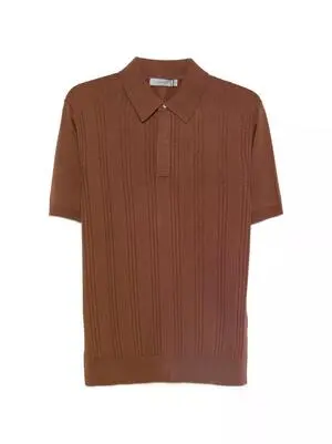Canali Textured Short-sleeve Polo Shirt - Brown