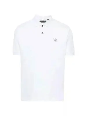 Stone Island Logo Patch Polo Shirt - White