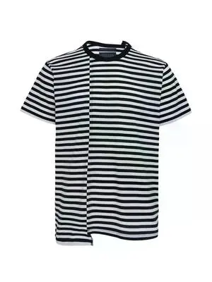 Yohji Yamamoto Paneled Striped Short-sleeve T-shirt - Black
