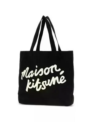 Maison Kitsuné Logo-lettering Tote Bag - Black