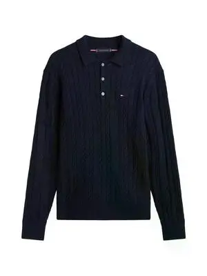 Tommy Hilfiger Cable Knit Polo Shirt - Blue