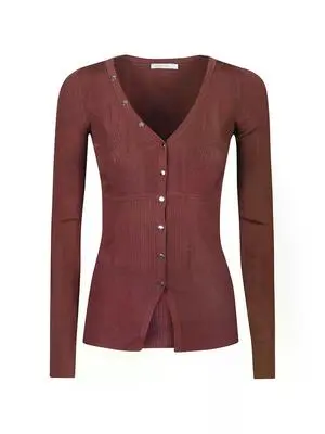 Patrizia Pepe Ribbed-design Cardigan - Brown