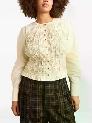 DAMSON MADDER Elliana Smocked Button-up Shirt