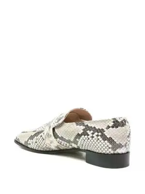 FERRAGAMO Snakeskin-effect Buckled Loafers