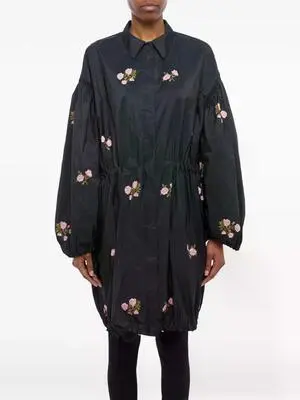 Giambattista Valli Flower-embroidered Coat - Black