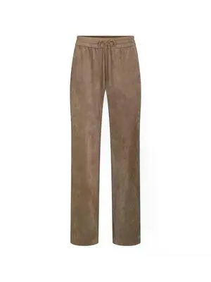 JUVIA Drawstring Velour Track Pants - Brown