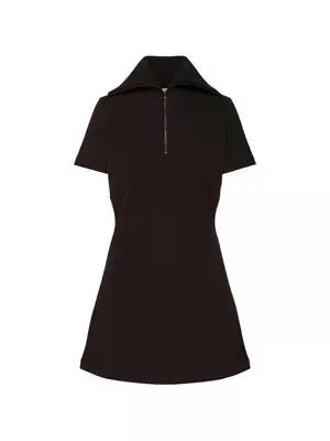Calvin Klein Zipped Polo-collar Short-sleeve Mini Dress - Black