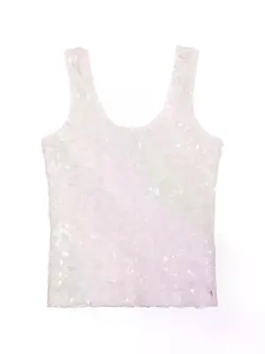 Calvin Klein Sequined Sleeveless Top - White