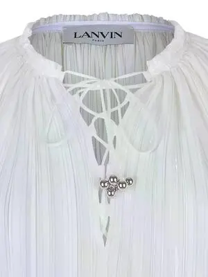 LANVIN Pleated Tie Neck Blouse