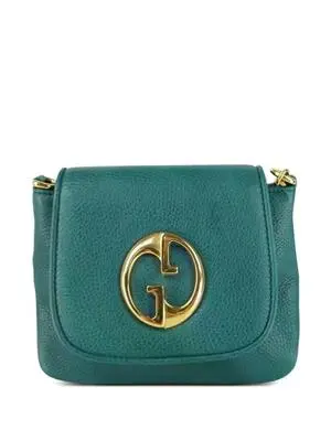 Gucci Teal Borse Pebbled Logo Bag - Blue