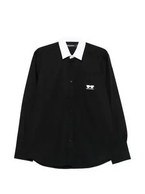Karl Lagerfeld Contrasting Collar Pocket Shirt - Black