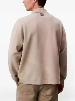 Calvin Klein Zip-up Long-sleeved Polo Shirt - Neutrals