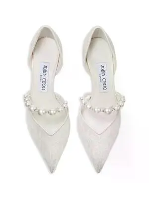 JIMMY CHOO Pearl Lace Pointed Pumps