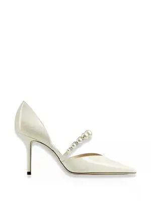 JIMMY CHOO Aurelie 65 Pointed Pumps With Pearl Embellishment - White