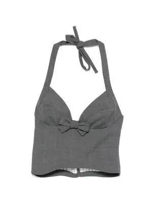 SHUSHU/TONG Halterneck Bow-tie Top - Grey