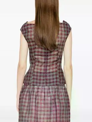 SHUSHU/TONG Keyhole Check Blouse