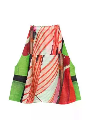 Issey Miyake Panelled Pleated Skirt - Red