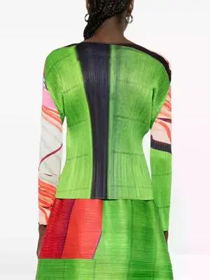 Issey Miyake Pleated Graphic Print T-shirt - Red