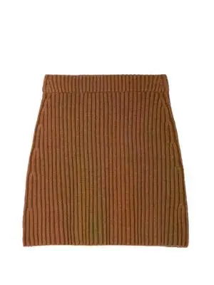 Eric Bompard Ribbed Mini Skirt - Brown
