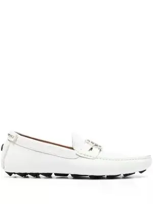 Philipp Plein Logo Moccasin Loafers - White